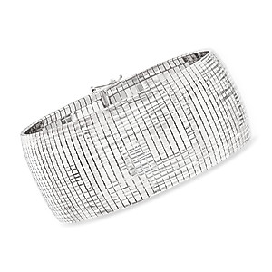Ross-Simons Italian Sterling Silver Diamond-Cut and Polished Omega Bracelet. 8 inches