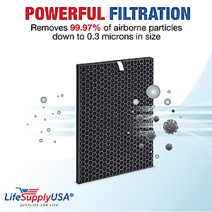 Activated Carbon Charcoal Filter Replacement Deodorizer Compatible with RabbitAir BioGS 2.0 Ultra Quiet SPA-550A and SPA-625A Air Cleaners by LifeSupplyUSA