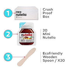 Nutella Chocolate Hazelnut Spread Mini Snack Pack to Go. Perfect Portion Control (Just ½ Oz) 80 Calories per Single Cup. ATREVO Bundle + 20 Eco-Friendly Wooden Spoons (20 Pack). Back to School Snacks.