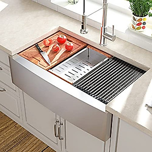 36 Farmhouse Sink Stainless Steel - Lordear 36 inch Kitchen Sink Apron Front Ledge Workstation 16 Gauge Stainless Steel Single Bowl Luxury Farm Sink Basin