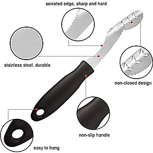 Jalapeno Pepper Corer,FIOTOK Stainless Steel Chili Corer Remover kitchen Tool with Serrated Slice and Rubber Handle Easily Seed Remover or Slice off Vegetables tops for Barbecue Roasting Peppers