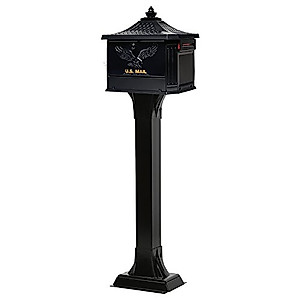 Gibraltar Mailboxes Hamilton Large Capacity Cast Aluminum Black, Post-Mount Mailbox, HM200B00