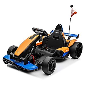 Track Seven Electric Go Kart 24V Battery Powered Electric Vehicle Car Racing Drift Car for Kids Ages 6-15,Compatible for McLaren Kids Go Kart,Bluetooth,8mph Max Speed