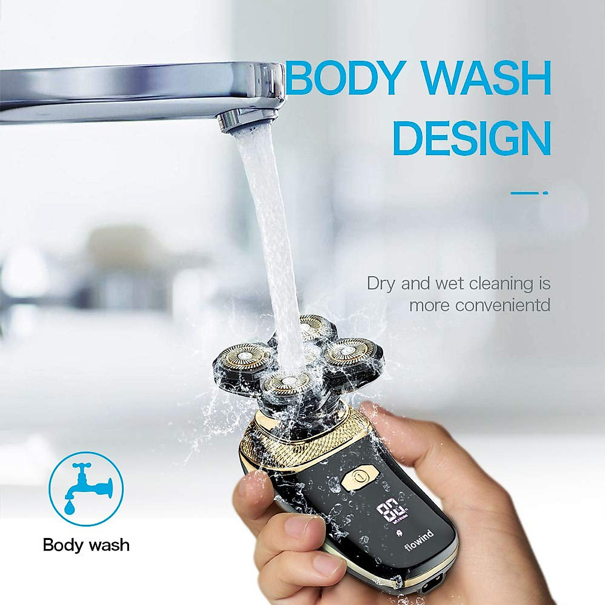 Head Shavers for Bald Men-Flowind Electric Razor for Men with LED Display, Faster-Charging 5D Floating Waterproof Mens Shaver with Hair Clippers,Nose Hair Trimmer Gold…