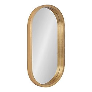 Kate and Laurel Travis Modern Capsule Wood Framed Wall Mirror, 12 x 24, Gold, Chic Geometric Wall Hanging Mirror for Display