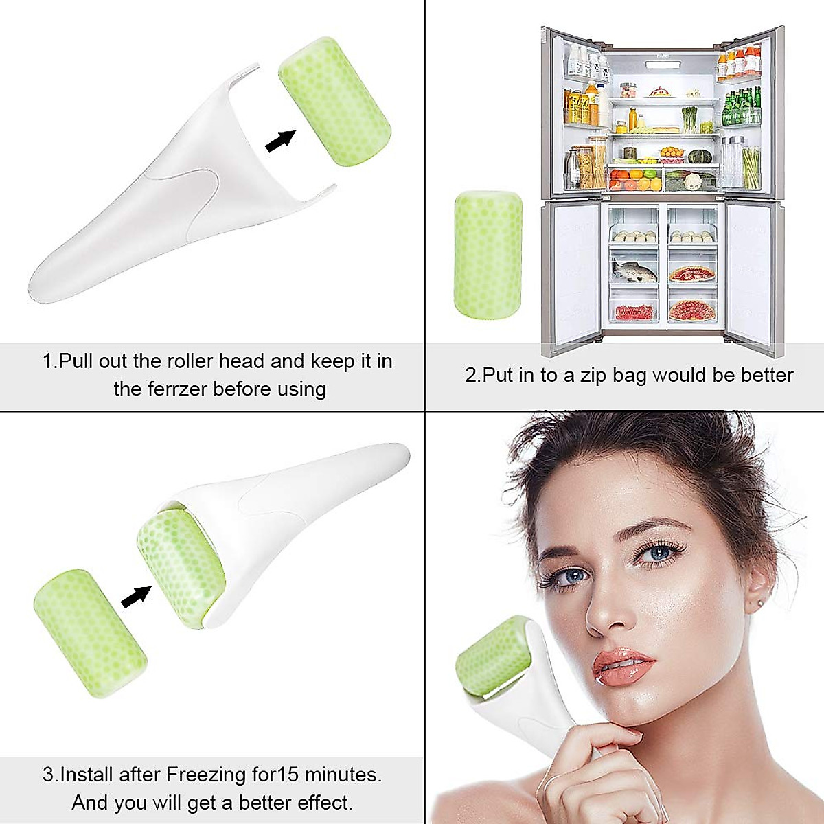 BFASU Ice Roller for Face & Eye Puffiness Migraine Relief, Ice Face Rollers for Women Facial Massager, Minor Injury, Headaches Relief, Anti Wrinkle Skin Care Product