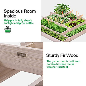 VIVOSUN 5-Tier Raised Garden Bed, 41.7 x 41.7 x 14.2 Inches Outdoor Wood Planter Box with Gloves and Liner for Gardens, Patios, and Backyards