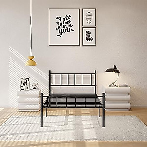 zunatu Metal Bed Frame Platform with Headboard & Footboard Heavy Duty Sturdy Foundation with Storage Space Squeak Resistant Easy Assembly,NO Box Spring Needed,Twin