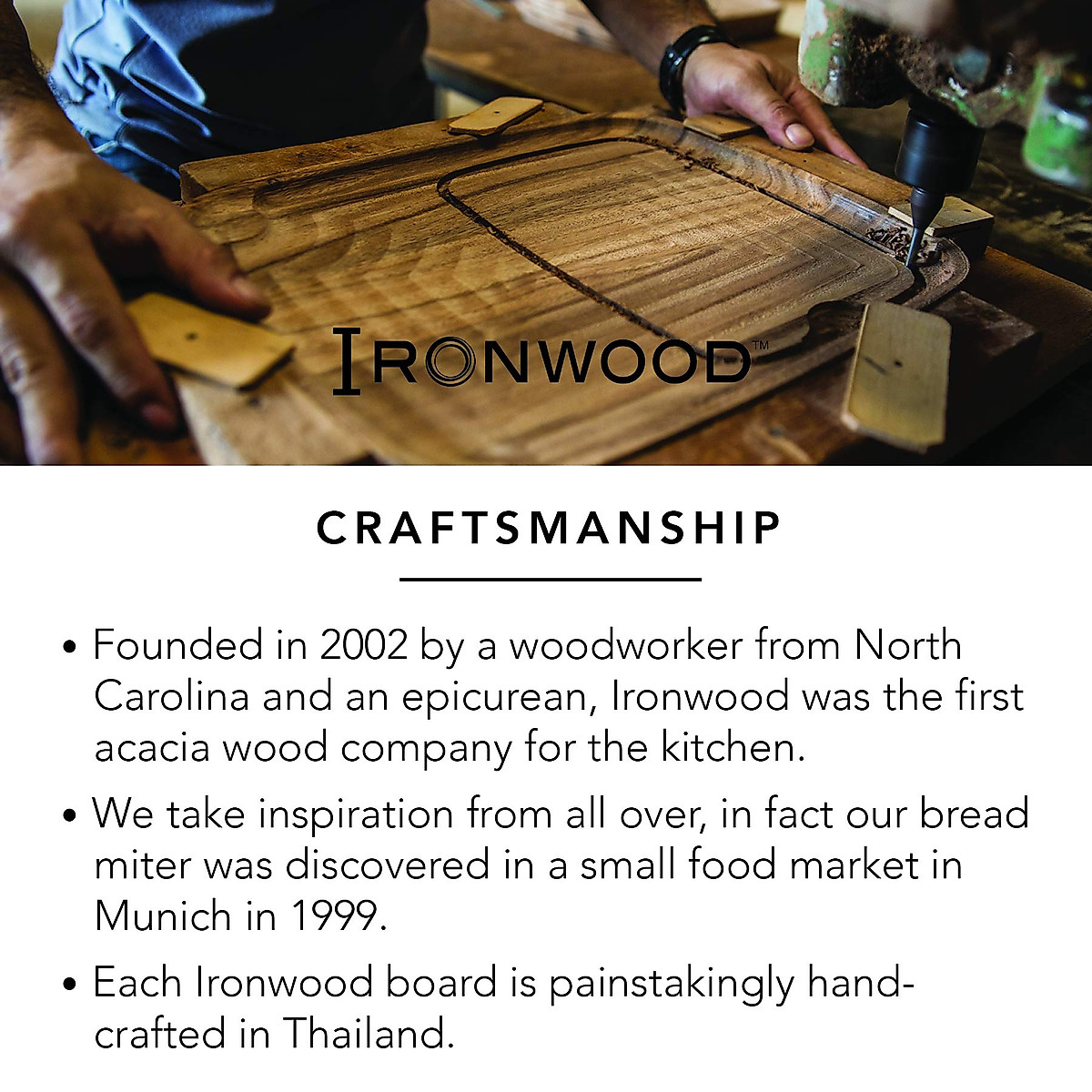 Ironwood Gourmet Rectangular Pinehurst Serving Board, Acacia Wood