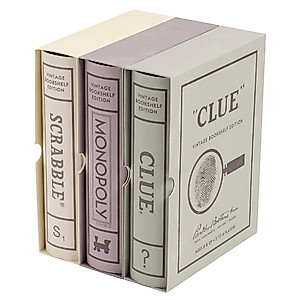 Scrabble, Monopoly, and Clue Vintage Board Game Bookshelf Collection
