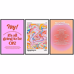 Affirmations Preppy Room Decor Aesthetic - 12x16 Inches Unframed Set of 3 Posters for Room Aesthetic - Inspirational Wall Art Room Decor for Teen Girls - Affirmation Wall Decor Living Room - Abstract Wall Art Bedroom - Apartment Decor - Pink Room Decor -