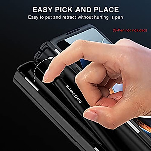 DOOTOO for Samsung Galaxy Z Fold 4 Case Magnetic Hinge Protection Built-in S Pen Holder with Front Glass Kickstand All-Inclusive PC Shockproof Case for Samsung Z Fold 4 5G 2022 (Black)