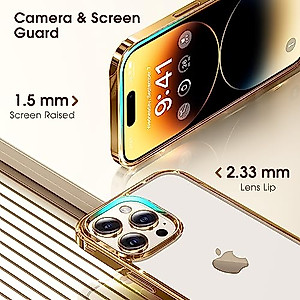 Alphex Official Color Match for iPhone 14 Pro Max Case, Anti-Fingerprints, 10FT Military Grade Protective, Soft Glossy Matte Slim Women Men Phone Cover 6.7 inch, Gold