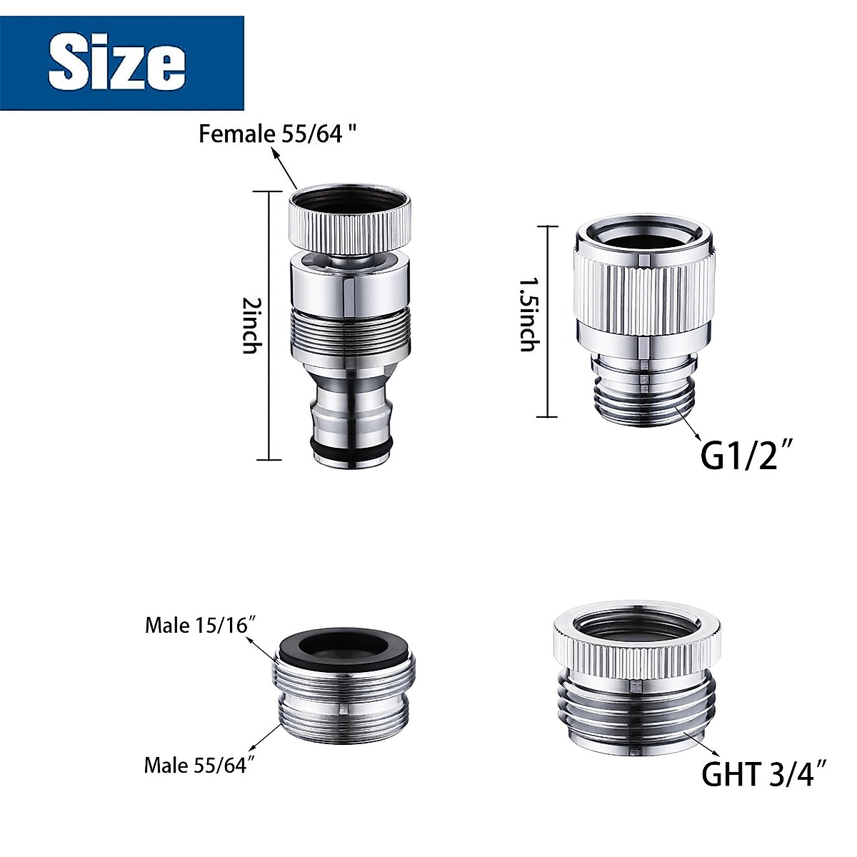 Hsmhose Sink Faucet Quick Connector Faucet to Garden Hose Adapter Dishwasher Washer Snap Coupling Adapter, for Bathroom, kitchen, Garden, Shower Hose, Pet Bathing