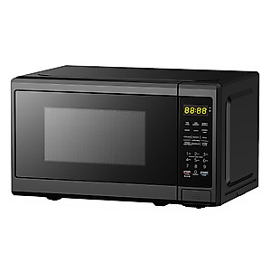 Black+Decker 700 Watt Compact LED Display Countertop Small Microwave Oven with 10 Inch Turntable and 6 Preset Menu Buttons, Matte Black