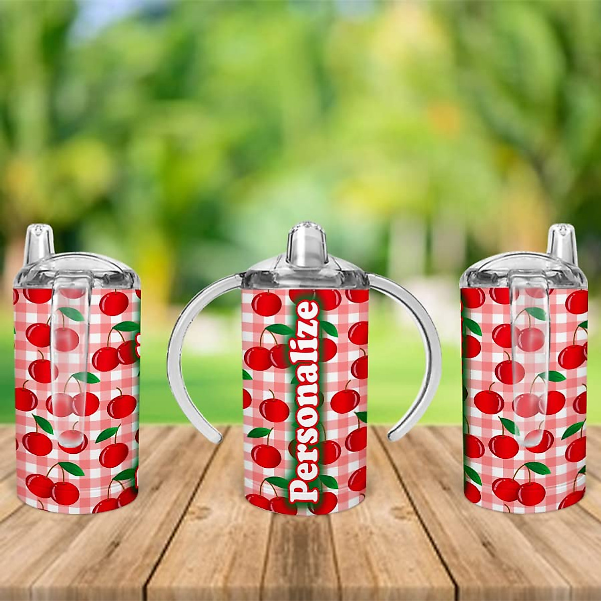Cherries #1 12oz Sippy Tumbler, Sippy Lid with Handles, Boys or Girls, Personalize, Add Name, Cute, Fruit, Gift, Keeps Drinks Cold Or Hot