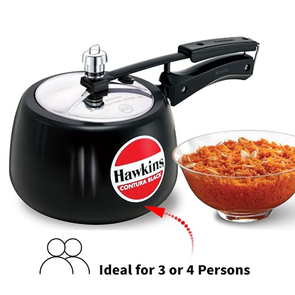 Hawkins CB30 Hard Anodised Pressure Cooker, 3-Liter, Contura Black