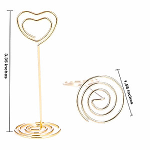 BuRuiJi 20PCS Table Number Holders,3.35 inch Place Card Holders,Table Number Stands,Table Card Holder, Photo Picture Holders for Centerpieces, Wedding, Party, Birthday (Heart Shaped-Gold)