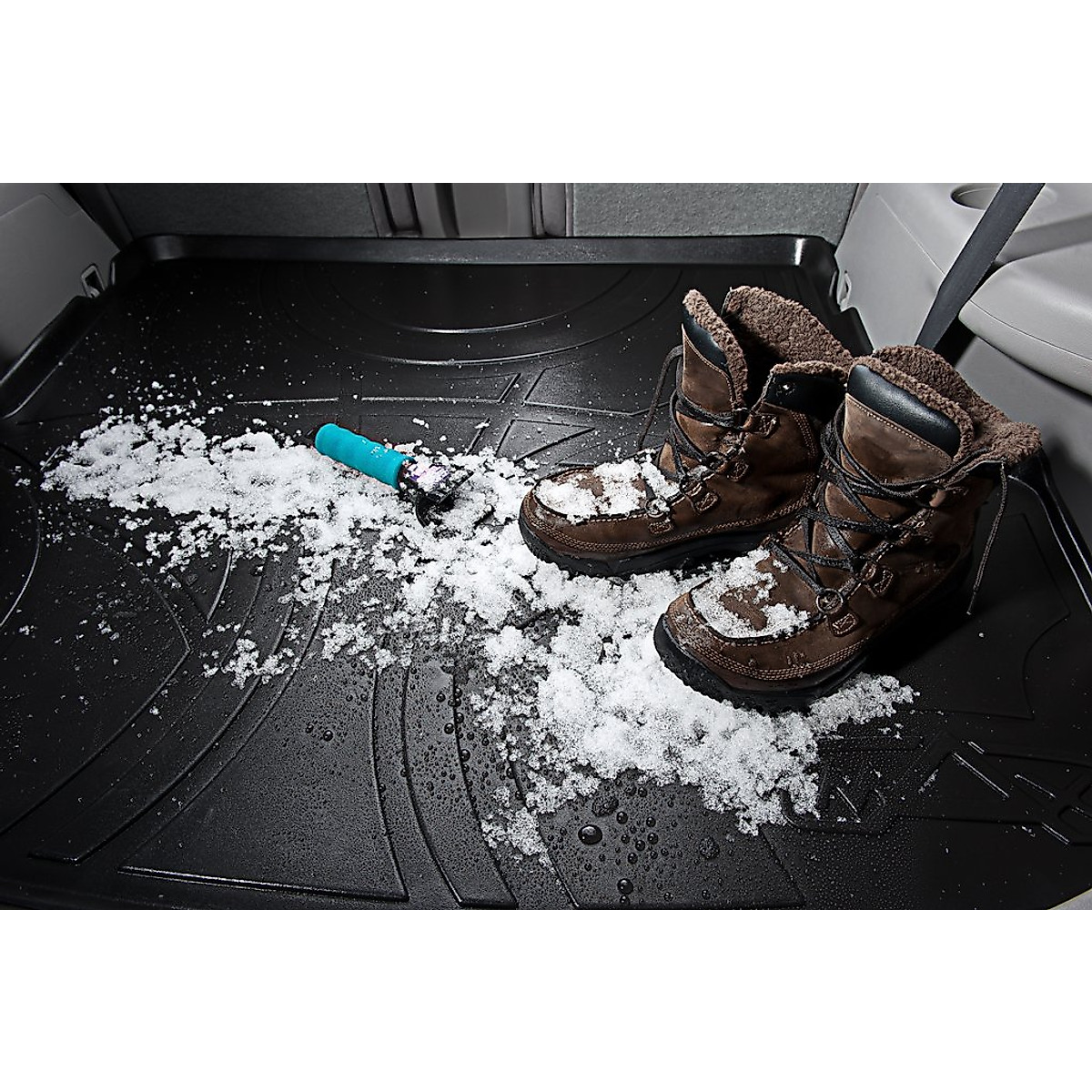 MAXLINER All Weather Custom Fit 3 Row & Cargo Liner Behind The 3rd Row Black Floor Mat Liner Set Compatible with 2017-2019 Ford Explorer (Only Fits without a Center Console on The 2nd row)