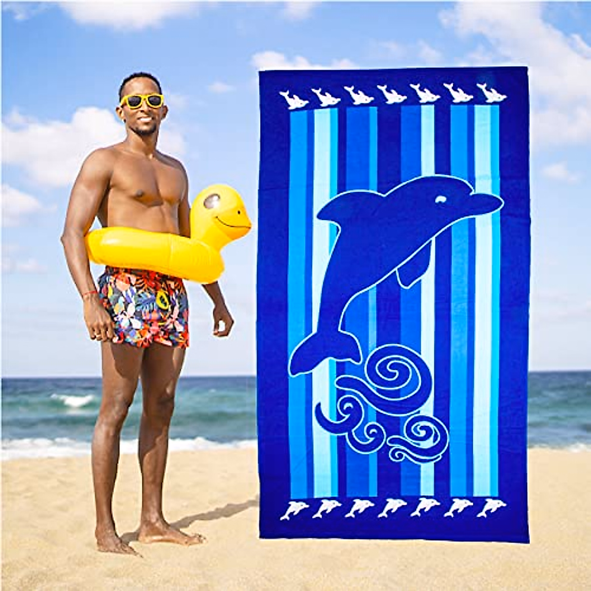 only warm Large Thin Microfiber Beach Towel,Fast Quick Dry Sand Free Lightweight for Men Women Boys Girls (Blue)