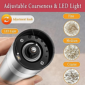 Electric Salt and Pepper Grinder Set - USB Rechargeable - No Battery Needed Modern Style - Automatic Black Peppercorn & Sea Salt Spice Mill Set with Adjustable Coarseness & LED Light Refillable