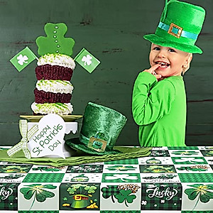NatuBeau St. Patrick’s Day Tablecloth Rectangle 60x84 Inch, Gnomes Buffalo Plaid Shamrock Table Cloth for St Patricks Day, Lucky Green Shamrock Table Cover for Dinning Room Kitchen Party Decor