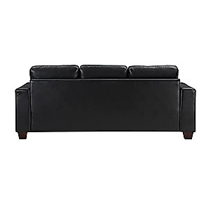 Pemberly Row 19" Modern Faux Leather Upholstered Sofa in Black
