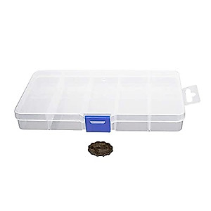 Jutagoss Plastic String Organizer Box With Dividers, 6.69x3.94x0.91 inch, 15 Mpartment Craft Storage Containers, 1PCS Bead Tackle Bolt Screw Small Parts Rock Collection Box.