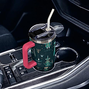 Nutcracker Ballet 40 Oz Car Cup Stainless Steel Travel Mug Leak-Proof Insulated Tumbler with Handle Light Rose Red-style