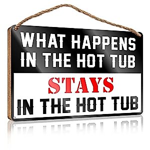Funny Hanging Sign What Happens In The Hot Tub Stays In The Hot Tub Wooden Sign Bathroom Wall Decor Vintage Decor (Size : 15X28CM)