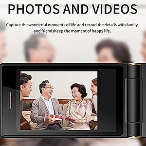 Zyyini Flip Phone with Camera, Senior Flip Phone Unlocked 2G, Dual SIM Flip Phone, One Touch Dial, 2.8in Screen, for Seniors & Kids(Gold)