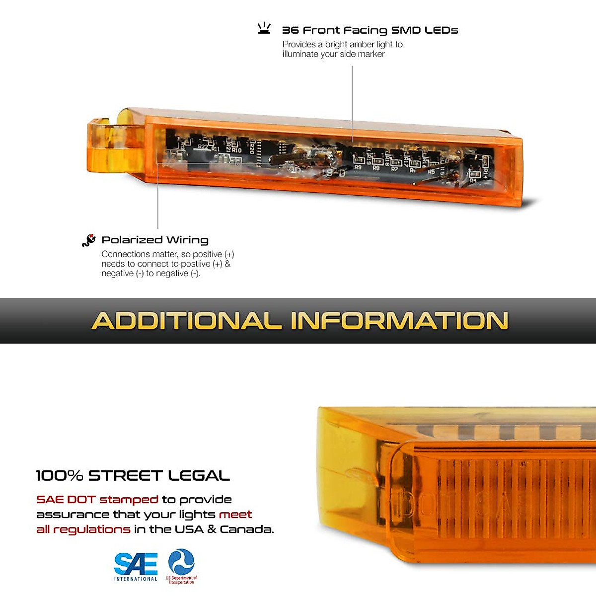 VIPMOTOZ Full LED Amber Lens Mirror Side Marker Turn Signal Light Blinker Lamp Lens Assembly Replacement Pair For 2004-2014 Ford F150 Pickup Truck, Driver & Passenger Side