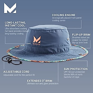 MISSION Cooling Bucket Hat, UPF 50, 3" Wide Brim Sun Hat - Cools When Wet, UPF 50 (Sea Palm)