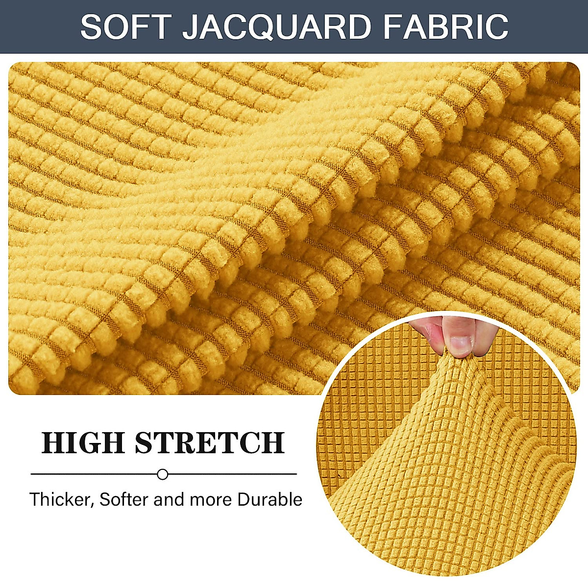 CONRUSER Stretch Sofa Slipcover, Soft Jacquard Sofa Covers for 2 Cushion Couch Washable Furniture Protector for Pets & Kids (Yellow, M)