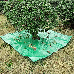 Landscape Tarp for Trimming with 12 inch Hole -Garden Tree Pruning Waterproof Tarp,Four Corners Has Corner Buckles Can Stand Up Fasten Around Trees and Shrubs