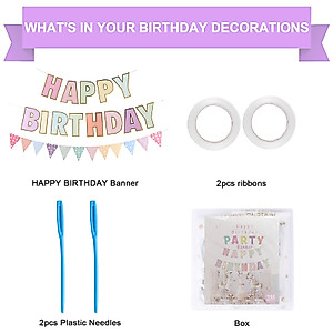 Happy Birthday Banner | Happy Birthday Sign | Birthday Decorations | Birthday Banner for Women Girls| Pastel Birthday Party Decor,Macaron Birthday Signs Banners (multicolour2)