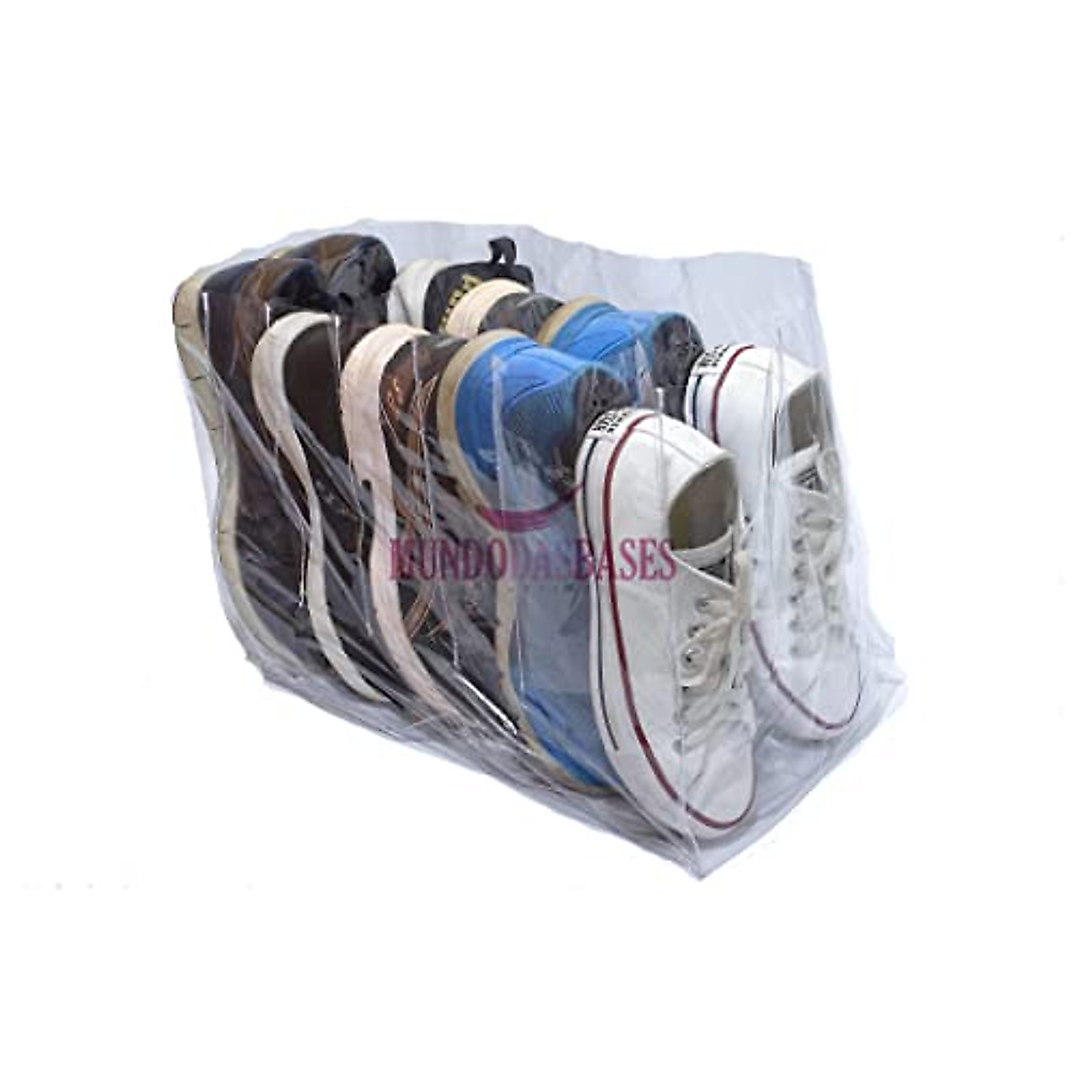 Mundo das Bases Organizer Closet Storage Solution Made of Flexible, Clear Plastic and Five Dividers for Sneakers, Shoes, Boots, Clothes, Toys and Cleaning Products (transparent 5 pairs)
