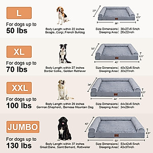 Large Dog Bed Orthopedic Washable: Beds Bolster XL Bed Large Big Dogs Memory Foam Couch Sofa Waterproof with Removable Cover