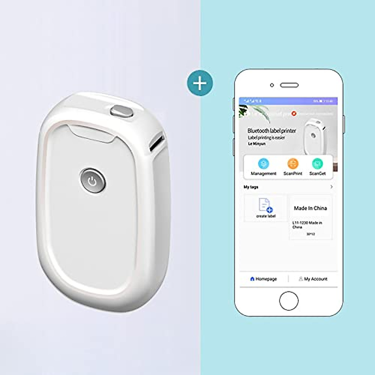 MOSHOU Label Maker with Tape, Portable BT Wrieless Label Printer for Storage, Barcode, Office, Home, Store Organization, Sticker Maker Mini Label Maker with Multiple Templates