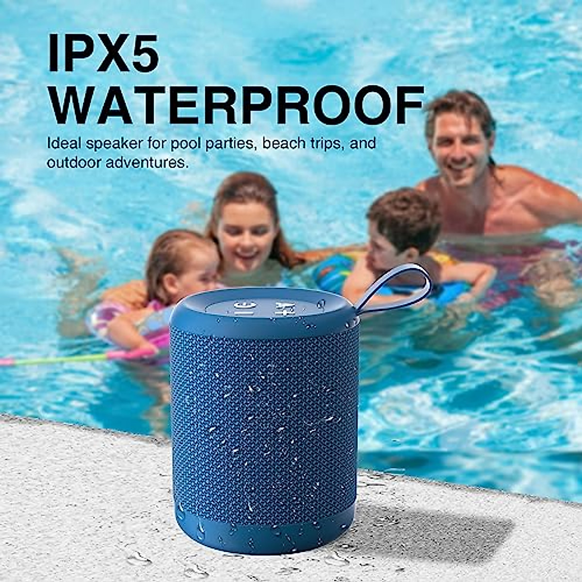 MEGATEK Portable Bluetooth Speaker, Loud HD Sound and Well-Defined Bass, IPX5 Waterproof, up to 10 Hours of Play, Aux Input, Wireless Speaker with Clip for Home, Outdoor and Travel (Teal)