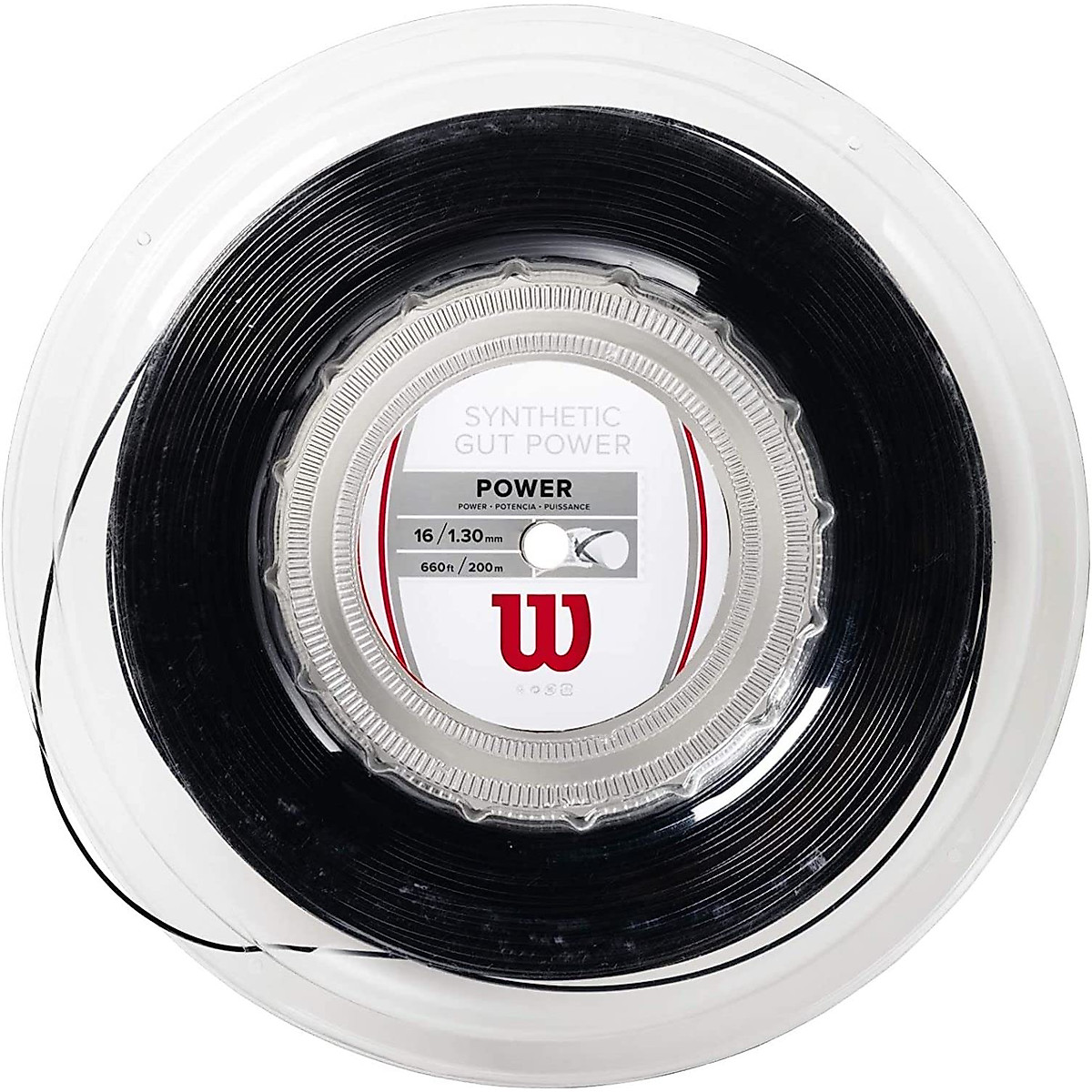 Wilson Synthetic Gut Power 16 Tennis String - 200m Reel, Black