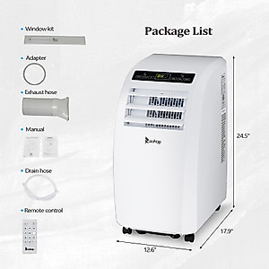 ROVSUN WiFi Enabled 12000 BTU 3-in-1 Portable Air Conditioner, Cooler, Dehumidifier, Fan, Powerful Room Mobile AC Unit with Remote/APP Control, Rolling Wheels & Easy Installation Kit