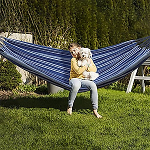 NORIDA Indoor Hammock Garden Cotton Hammocks with Tree Straps for Hanging Durable Up to 450lbs,Portable with Travel Bag, Comfortable Fabric Perfect for Outdoor Porch Patio Backyard(Ocean Blue)