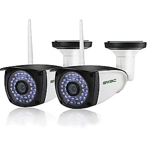SV3C 2 Pack 5MP Outdoor Home Security Cameras, Dual Band 2.4G 5GHZ WiFi Camera, Onvif IP Cam with Human Motion Detect, RTSP Browser View, 2-Way Audio, SD Card Record, Metal Shell Waterproof, LAN Port