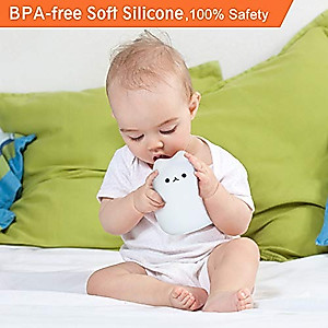 LUNSY Cat Night Light, LED Cute Silicone cat lamp with Color Changing Tap Control Battery Operated for Kids Baby Girl Children Toddler.