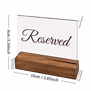 Sparkle Race Reserved Table Signs, 6-Pack Acrylic Reserved Signs for Tables, Reserved Signs for Weddings with Wood Holders, Place Card Holder for Dinner Party Events Seating