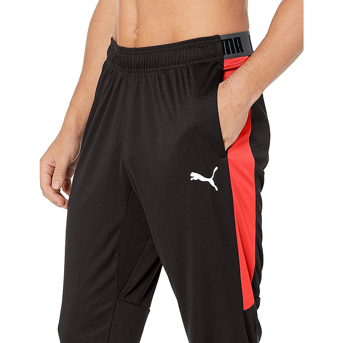PUMA mens Speed Pants, Black/Red, Large US