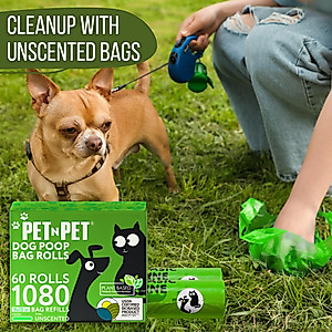 Pet N Pet 1080 Counts Green Poop Bags for Dogs, 38% Plant Based & 62% PE Extra Thick Dog Poop Bags Rolls, 9" x 13" Unscented Dog Bags for Poop, Doggie Poop Bags, Cat Poop Bags, Pet Waste Bags