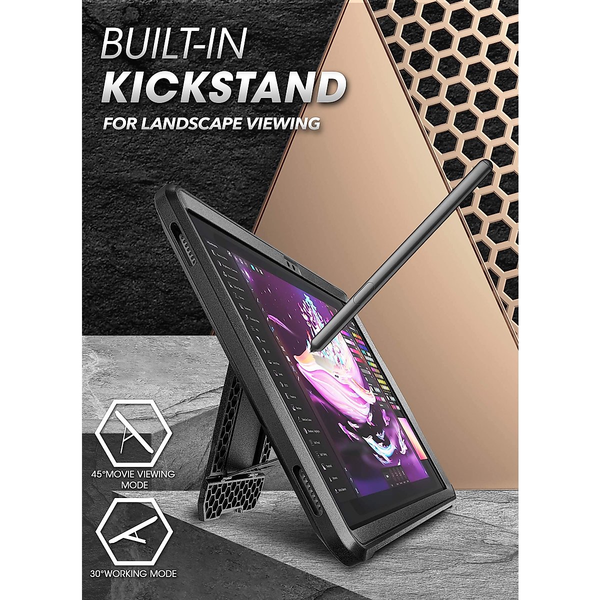 SUPCASE for Galaxy Tab A7 Case with Stand (Unicorn Beetle Pro), [Built-in Screen Protector] Full-Body Shockproof Anti-Scratch Heavy Duty Protective Tablet Case for Samsung Tab A7 10.4 Inch, Black