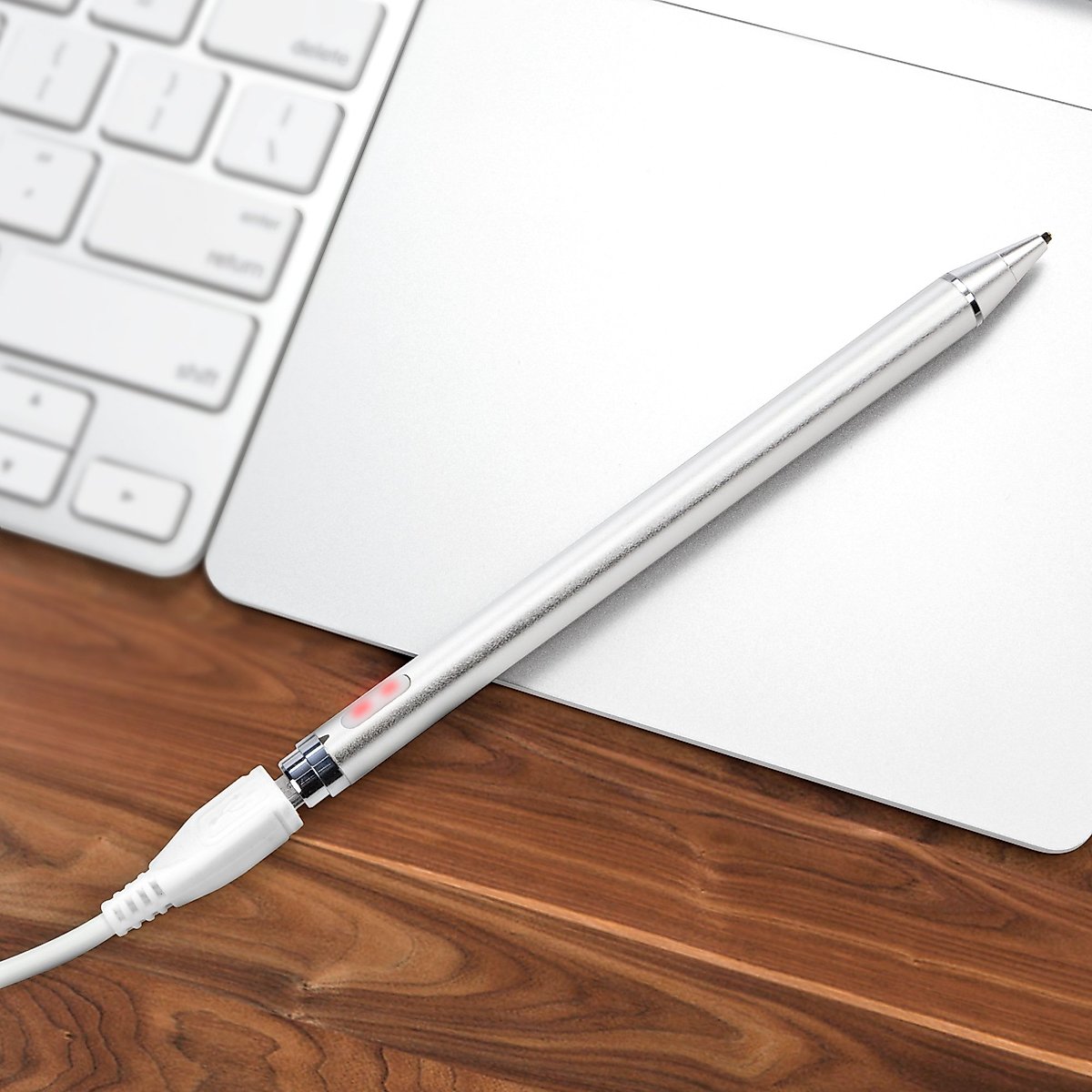BoxWave Stylus Pen Compatible with Dell Latitude 7320 2-in-1 - AccuPoint Active Stylus, Electronic Stylus with Ultra Fine Tip for Dell Latitude 7320 2-in-1 - Metallic Silver